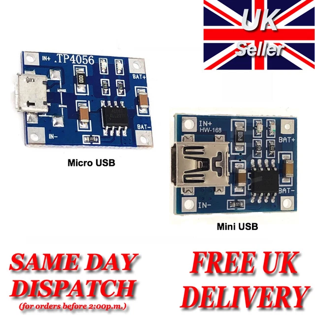 TP4056 MINI/MICRO/TYPE-C USB Lithium Battery Charging Board Charger ...