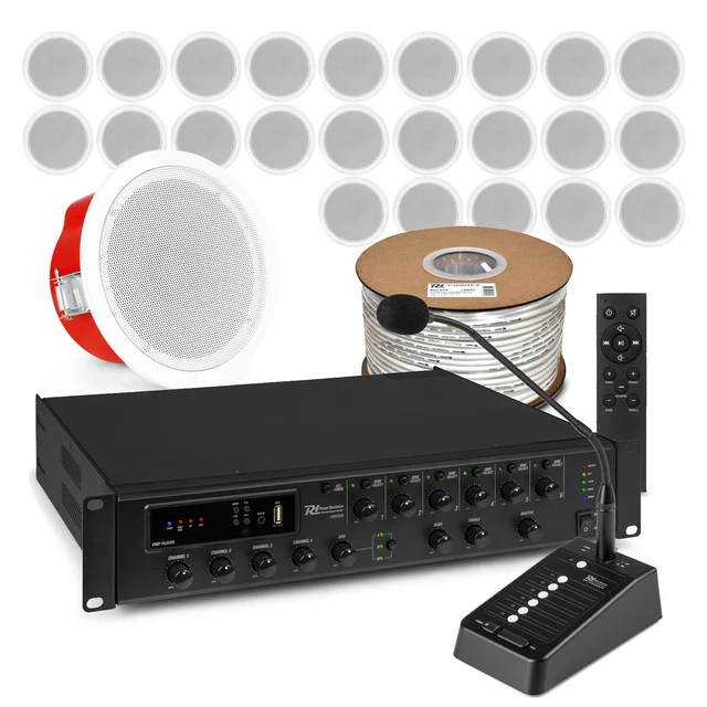 MULTI-ROOM CEILING SPEAKER System with Amplifier & Paging Microphone ...