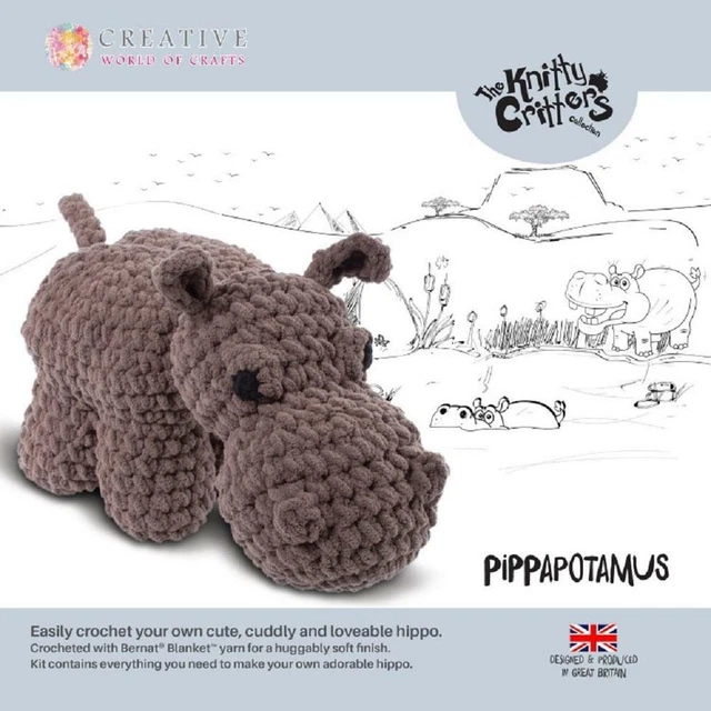 KIT ALL'UNCINETTO KNITTY Critters - PIPPAPOTAMUS HIPPO EUR 24,40 ...