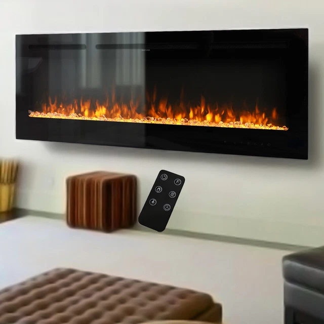 ELECTRIC HEATER 40-100IN LED Fireplace Media Wall Fire Insert/ Wall ...