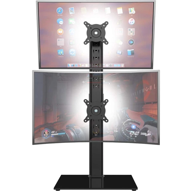 DUAL MONITOR STAND - Vertical Stack Screen Free-Standing Monitor Riser ...