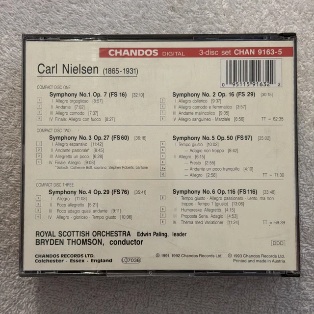 CARL NIELSEN COMPLETE Symphonies 3CD Box Set (1993) Thomson Royal ...