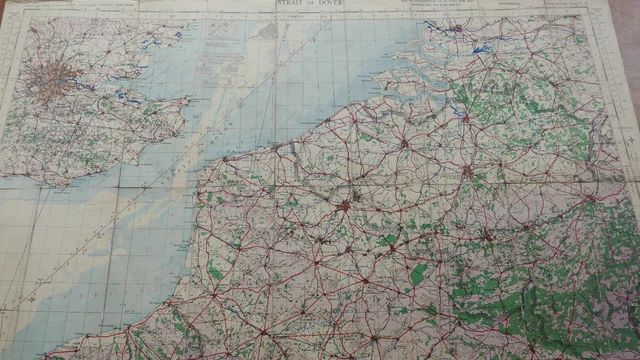 WW2 R.A.F. ISSUE 1942 STRAIT OF DOVER Large FOLDING Original MAP £19.99 ...