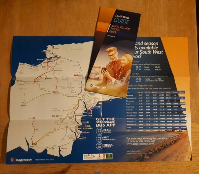 STAGECOACH SOUTHWEST BUS Guide: Maps Times Fares April 2019 edition £1. ...