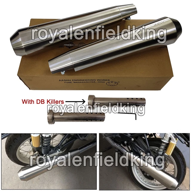 ROYAL ENFIELD GT & Interceptor AEW Te 201 Chrome Exhaust Muffler Pair £ ...