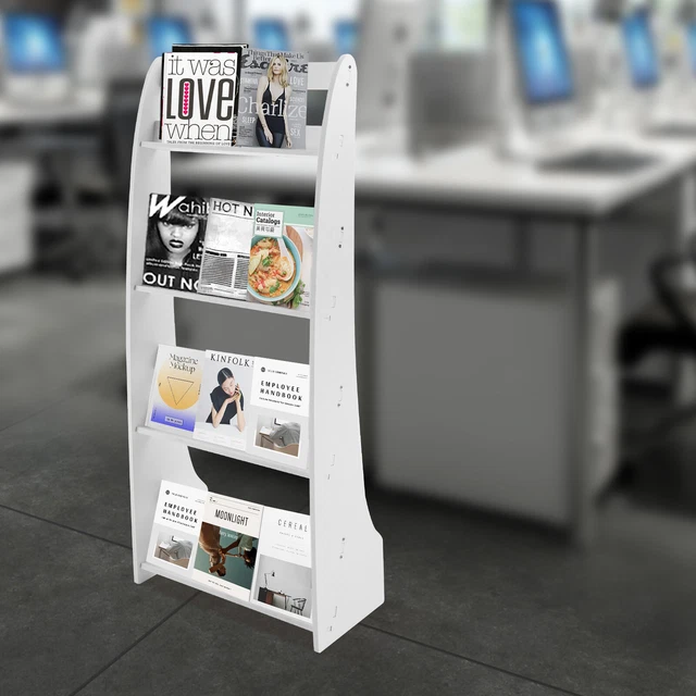 4-TIER BOOK DISPLAY Rack Brochure Holder Literature Floor Standing ...