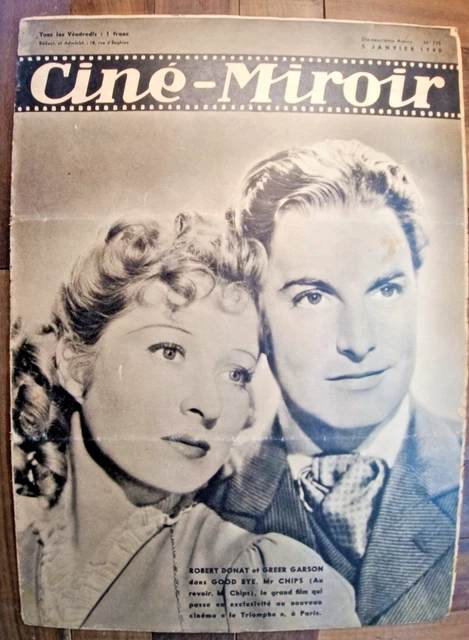 1940 FRANCE, MAGAZINE avant-Guerre Cine-Miroir En Robert Donat & Greer ...