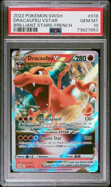CARTE POKÉMON : Dracaufeu Vstar 018/172 - Psa 10 - Stars Étincelantes ...