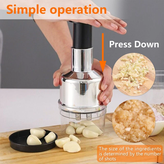HAND PRESS VEGETABLE Garlic Onion Food Chopper Cutter Slicer Peeler ...