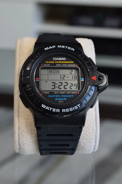 NOS CASIO MAP-100 Map Meter Vintage Digital Watch Japan Temp Ts Bm Bp ...