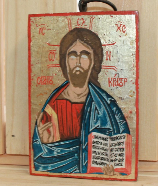 VINTAGE RELIGIOUS HAND painted icon Jesus Christ Pantocrator $211.56 ...