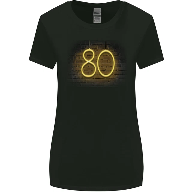 80TH ANNIVERSAIRE NÉON Lumières 80 Ans Femmes Plus Large Coupe T-Shirt ...