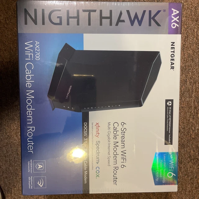 NETGEAR CABLE MODEM WiFi 6 AX6 Router Cable Gateway DOCSIS 3.1 A AX2700 ...
