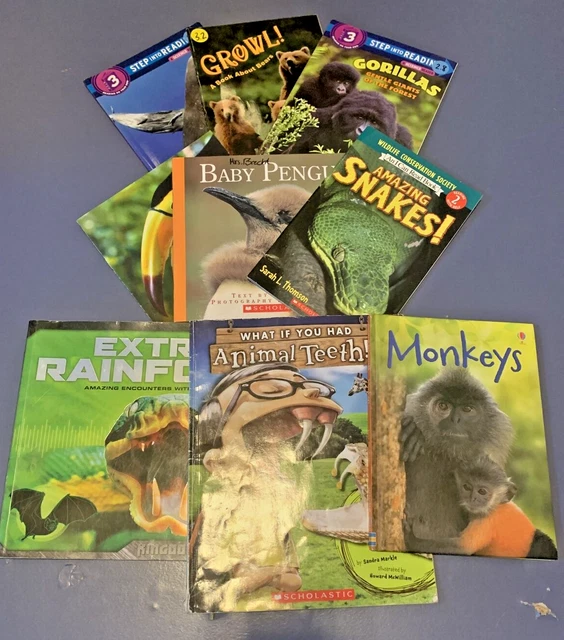 LOT 9 Nonfiction Animal Children's Books Monkeys/penguins/shark science ...