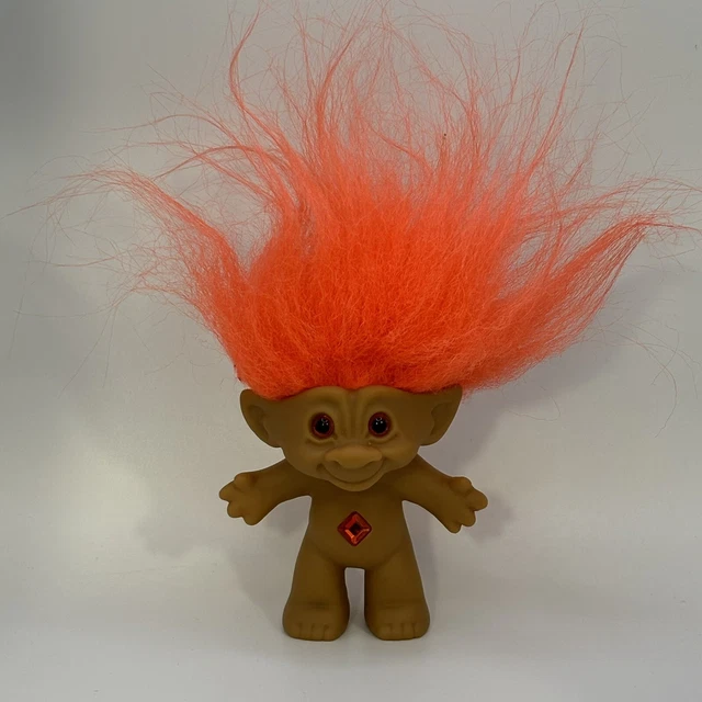 VINTAGE ORANGE HAIR Troll with Gem, 4 In. Doll Ace Novelty Treasure ...