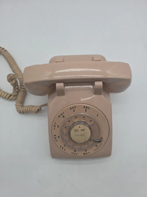 VINTAGE AT&T 500DM Tan / Pink Rotary Desk Phone Bell System £27.07 ...