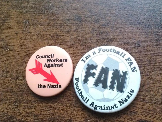 ANTI NAZIS FOOTBALL & Council Workers, Political Badge Pair £2.99 ...