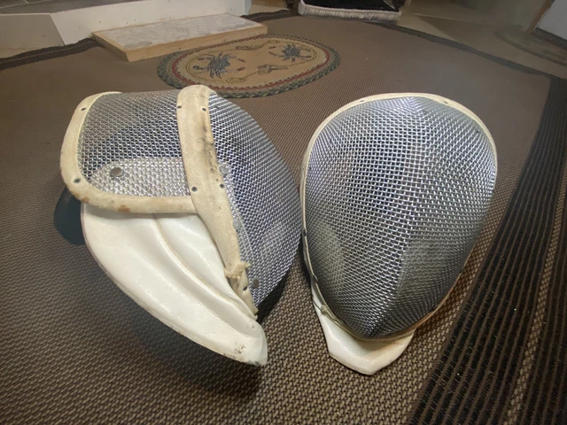 VINTAGE CASTELLO NYC FENCING MASK SWORD FIGHTING CAGED HELMET Pair $80. ...