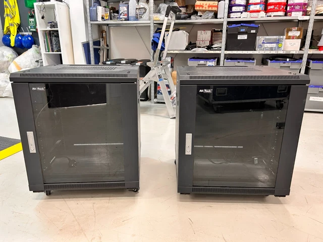 12U SERVER RACK DATA NETWORK CABINET WITH WHEELS 19" & INTERNAL 240v ...