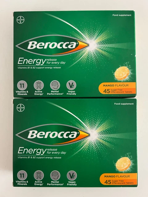 2 X BEROCCA Energy Vitamin Tablets - Pack of 45 £21.99 - PicClick UK