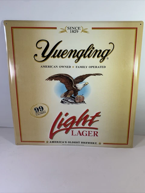 YUENGLING BREWERY LIGHT Lager Metal Tin Beer Man Cave Square Sign 16 x ...