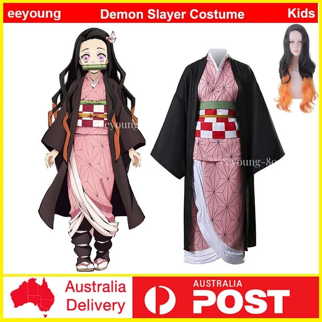 KIDS DEMON SLAYER Kamado Nezuko Cosplay Costume Girls Kimono Halloween ...