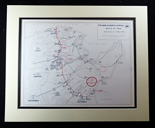 WW2 MILITARY MAP Battle of Tunis 1943 Allied Invasion Africa German ...