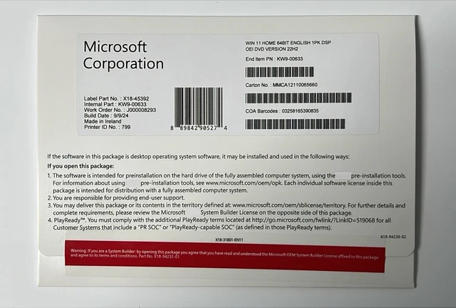 MICROSOFT WINDOWS 11 Home 64-Bit installation Full Version DVD Pack £29.99 - PicClick UK