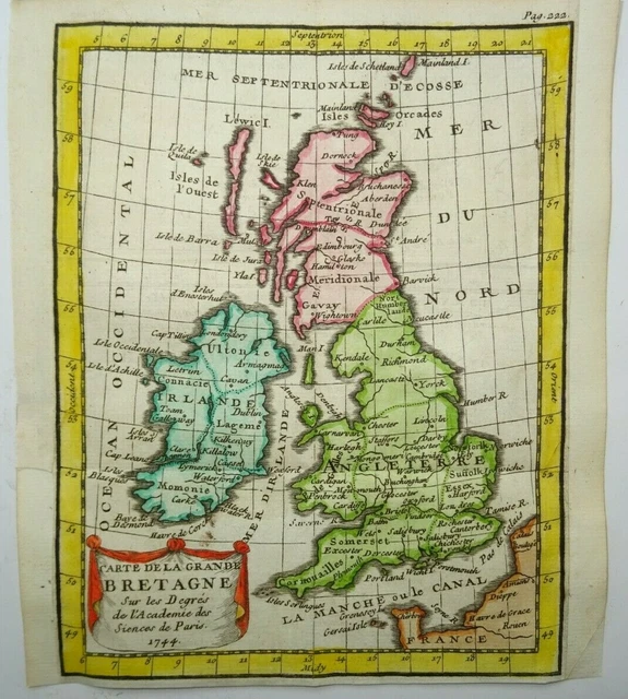 ANTICA MAPPA DELLA Gran Bretagna di Claude Buffier 1746 EUR 53,45 ...