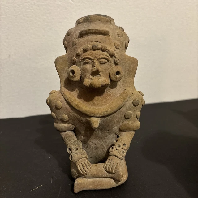 VINTAGE AZTEC Inca Mayan Mexico Folk Art Warrior Pottery Red Clay ...