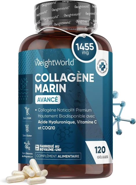 COLLAGÈNE MARIN ACIDE Hyaluronique,120 Collagene Marin Gélules Avec Vitamine EUR 33,99 - PicClick FR