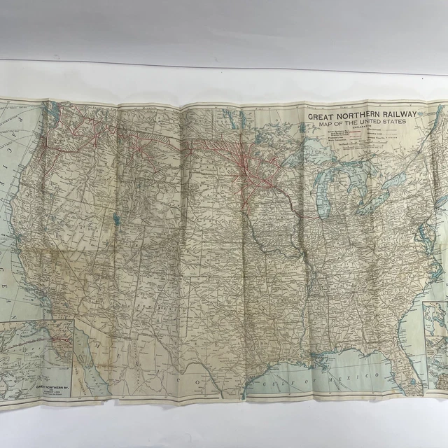 1928 GREAT NORTHERN Railway “GNR” Train Route Map - Vintage - St. Paul ...