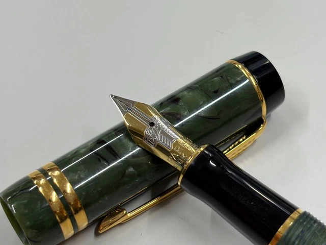 STYLO PLUME VERT centenaire PARKER DUOFOLD plume gravée 18K 750 /UK EUR ...