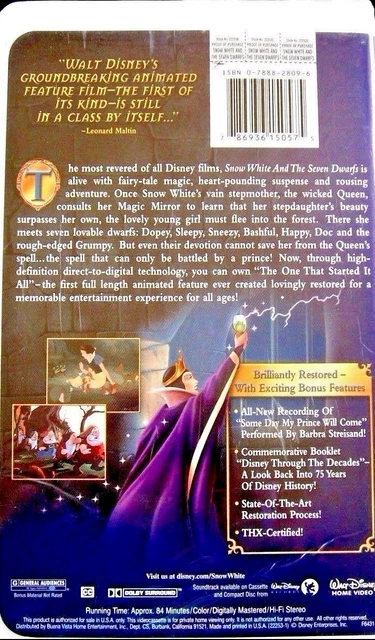 SNOW WHITE AND the Seven Dwarfs (VHS, 2001, Disney, Platinum) £18.17 ...