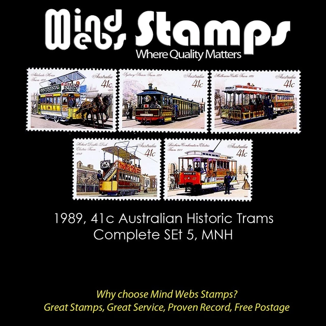 AUSTRALIAN DECIMAL STAMPS 1989 Australian Historic Trams, Complete Set ...