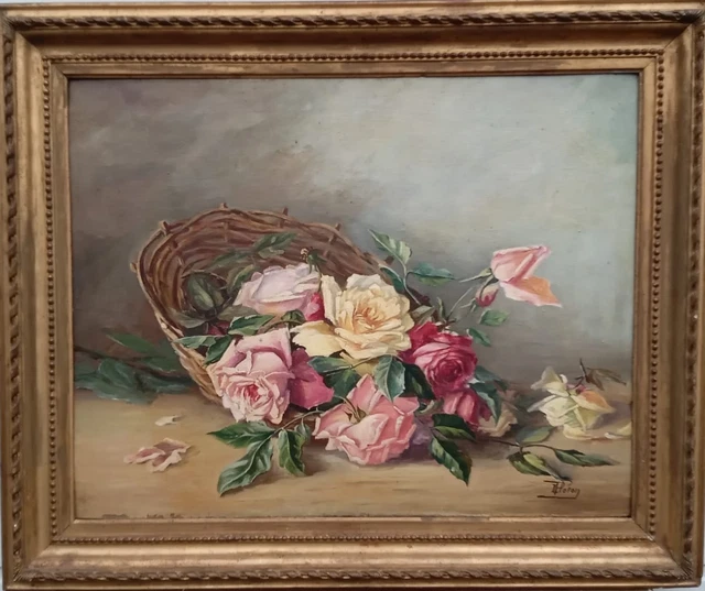 HUILE SUR CARTON fin XIXe siècle signée LP POTON" Nature morte aux ...