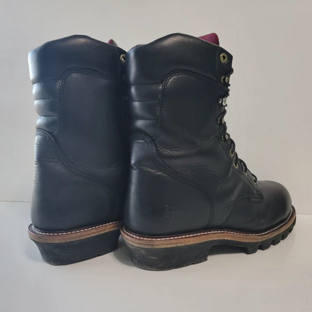MENS BLACK STEEL Toe Waterproof Logger Chippewa Leather Boots Size 12 ...