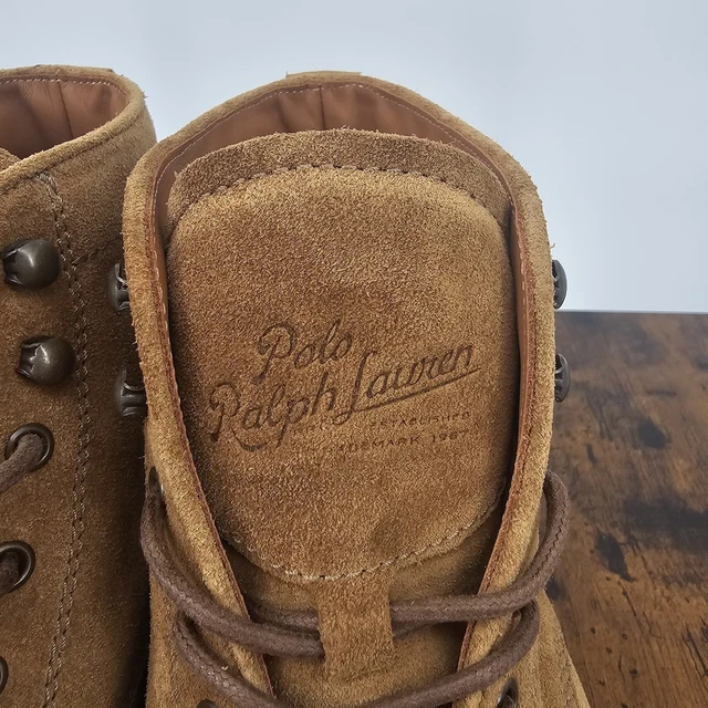 POLO RALPH LAUREN MI Lug Lace Apron Boots Italian Suede Mens 12 Ankle H ...