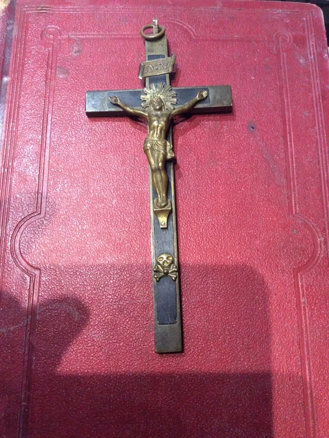 CRUCIFIX ANCIEN NAPOLÉON III BRONZE ET EBENE EUR 39,00 - PicClick FR