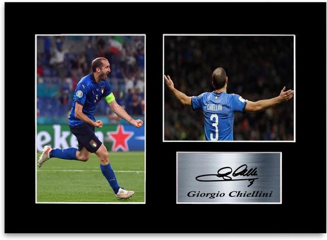 GIORGIO CHIELLINI ITALY Euro 2020 Football A4 Signed Photo Display ...