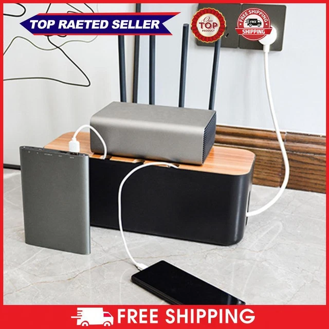 DESKTOP NETWORK LINE Bin Cable Storage Box Charger Socket Organizer ...