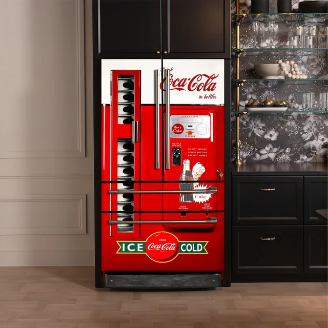 VINTAGE VENDING MACHINE Coca Cola Fridge Decal, Pell & Stick Door Mural ...