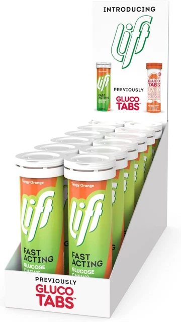 LIFT FAST-ACTING GLUCOSE Chewable Energy Tablets, Orange, 12 Pack of 10 ...