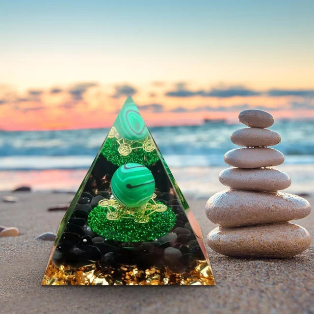 5# CRYSTAL ORGONE Pyramid Healing Energy Generator Home Office Decor ...