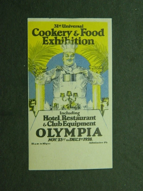 VIGNETTE COOKERY & Food Exhibition Olympia Center London UK 1928 EUR 2 ...