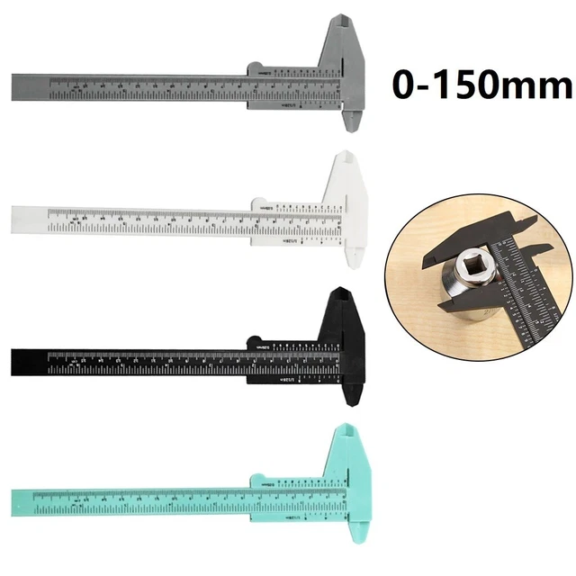 1 PCS 0-150MM Double Rule Scale Plastic Vernier Caliper Measuring Ruler ...