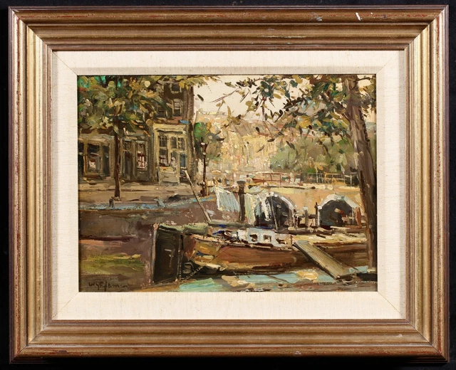 WILLIAM JANSEN (1871-1949) Signiert Niederländisch Öl Auf Tafel - Boot ...