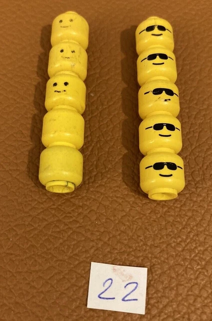 VINTAGE LEGO MINIFIG 10 Heads 3626ap01, 3626bp04 Worn & Damaged 22 £7. ...