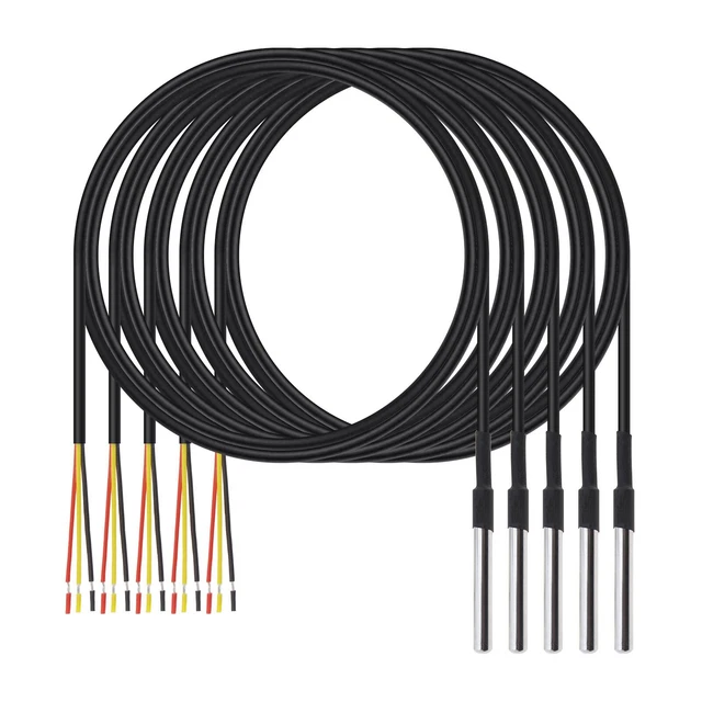 5X DS18B20 WATERPROOF Temperature Probe Sensor with 1M Cable -55°C to ...