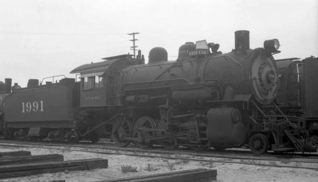 AT&SF SANTA FE Railroad locomotive engine No. 1991 type 2-8-0 OLD TRAIN ...